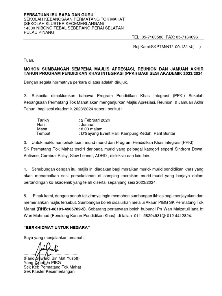 Surat Sumbangan | PDF