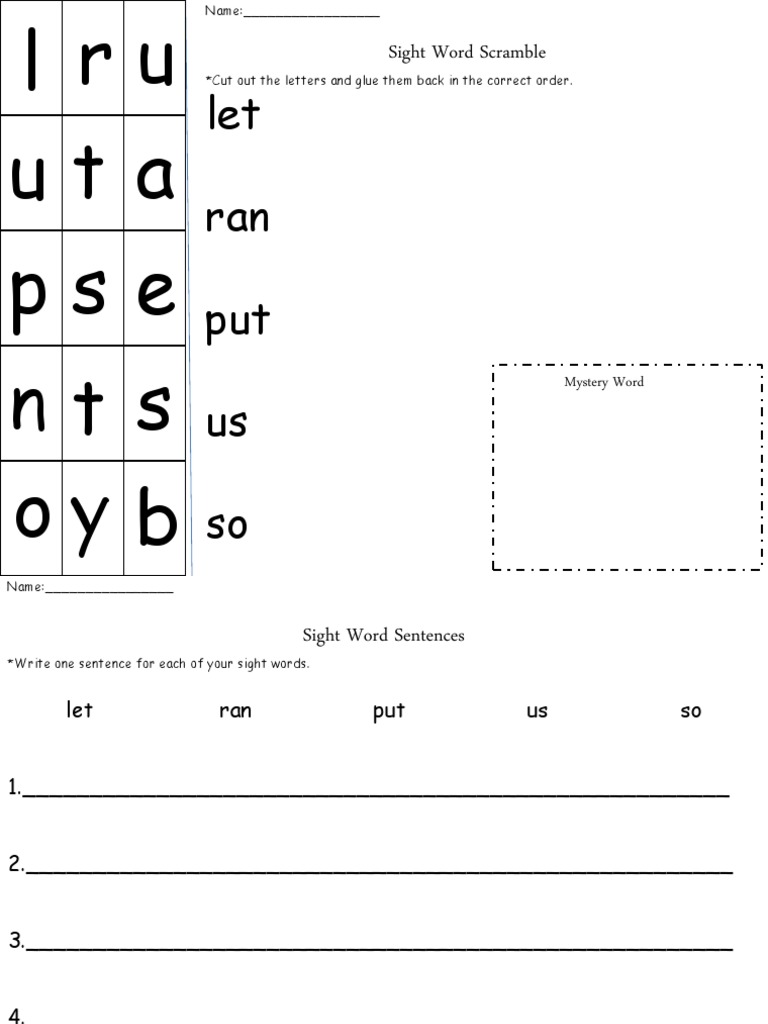 Sight Word Morning Work | PDF