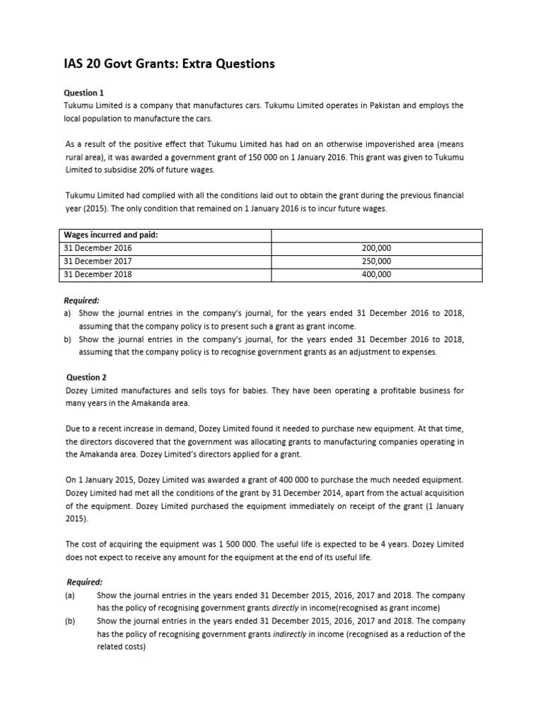 IAS 20 Extra Questions | PDF | Depreciation | Economies