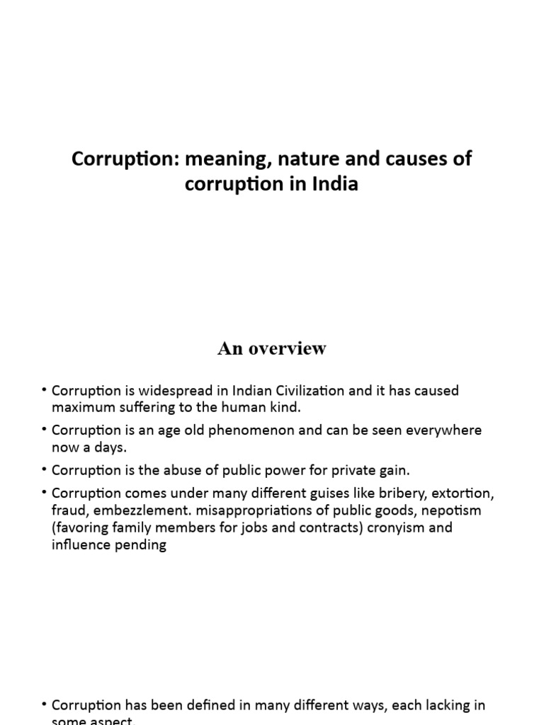 Lecture-1 Introduction to Corruption in India | PDF | Political ...