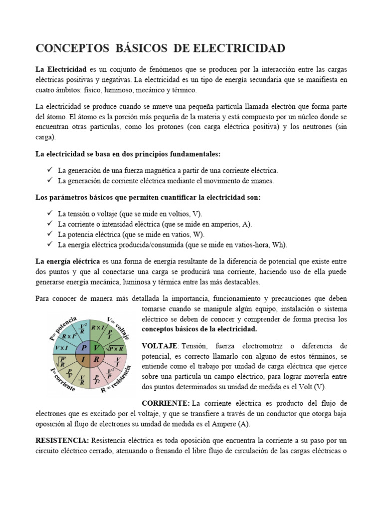 Conceptos Básicos de Electricidad | PDF | Electricidad | Ingenieria Eléctrica