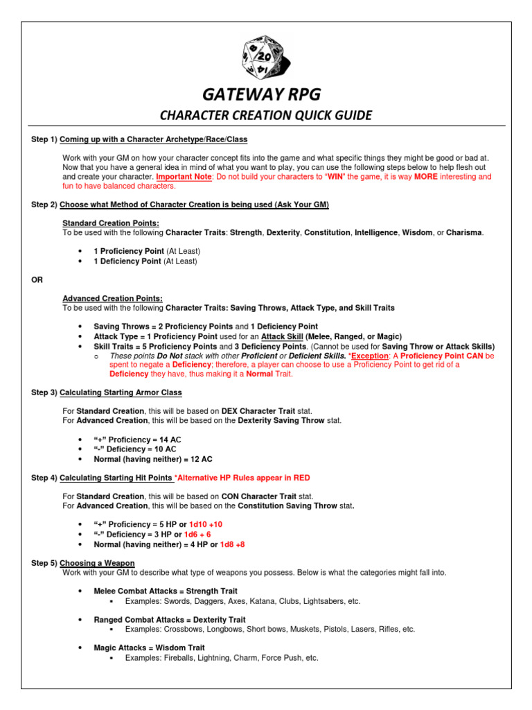 Gateway - Quick Character | PDF | Sword | Gun