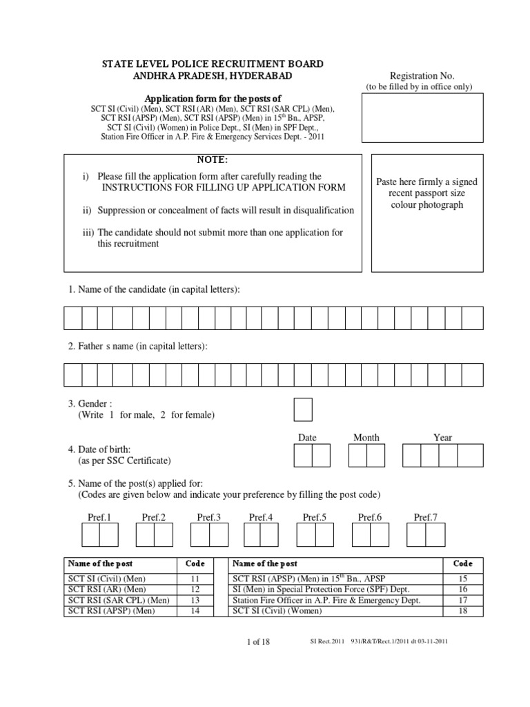 SI Rect 2011 Application Form 18 Pages | PDF