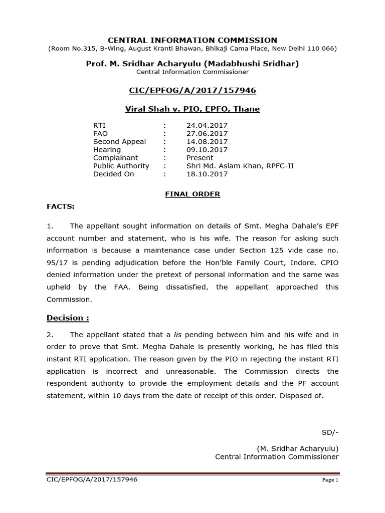 CIC Orders in Favour of Husband-9 | PDF | Justice | Crime & Violence