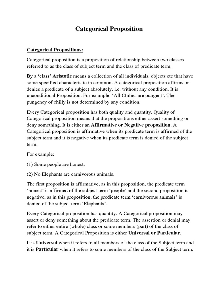 Categorical Proposition | PDF | Proposition | Logic