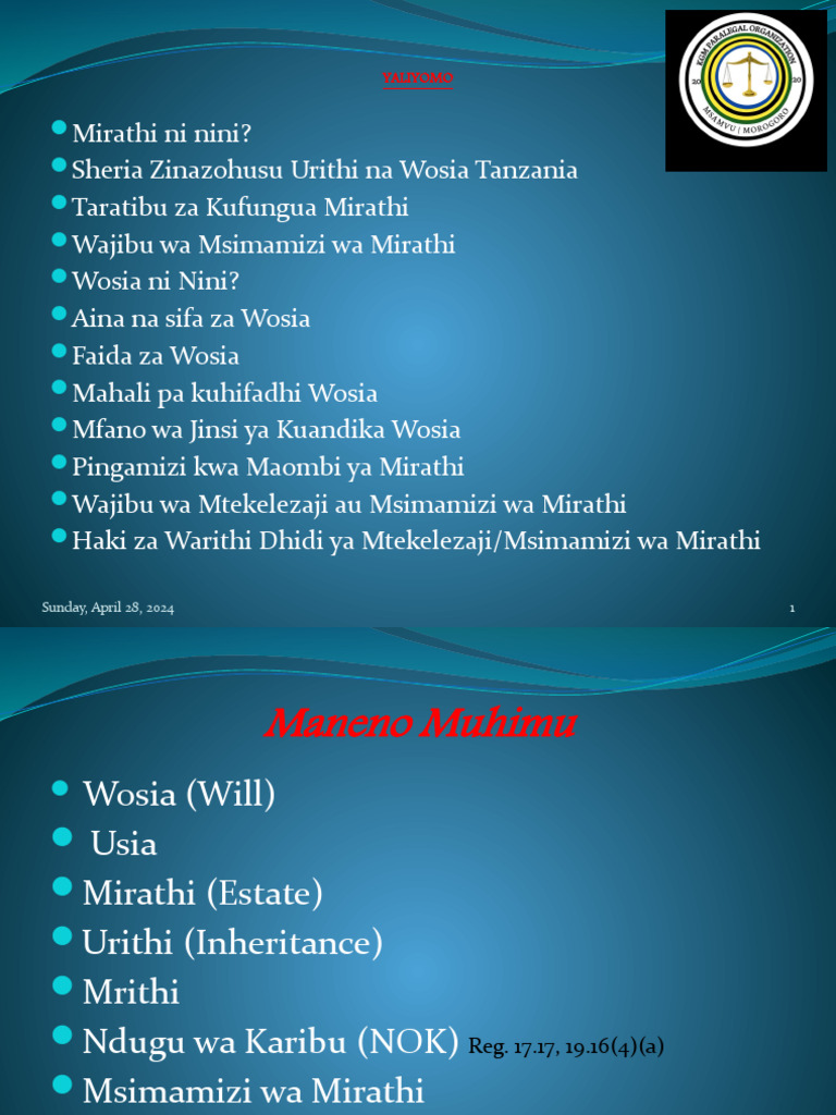 Mirathi Na Wosia Probate and Administrat | PDF