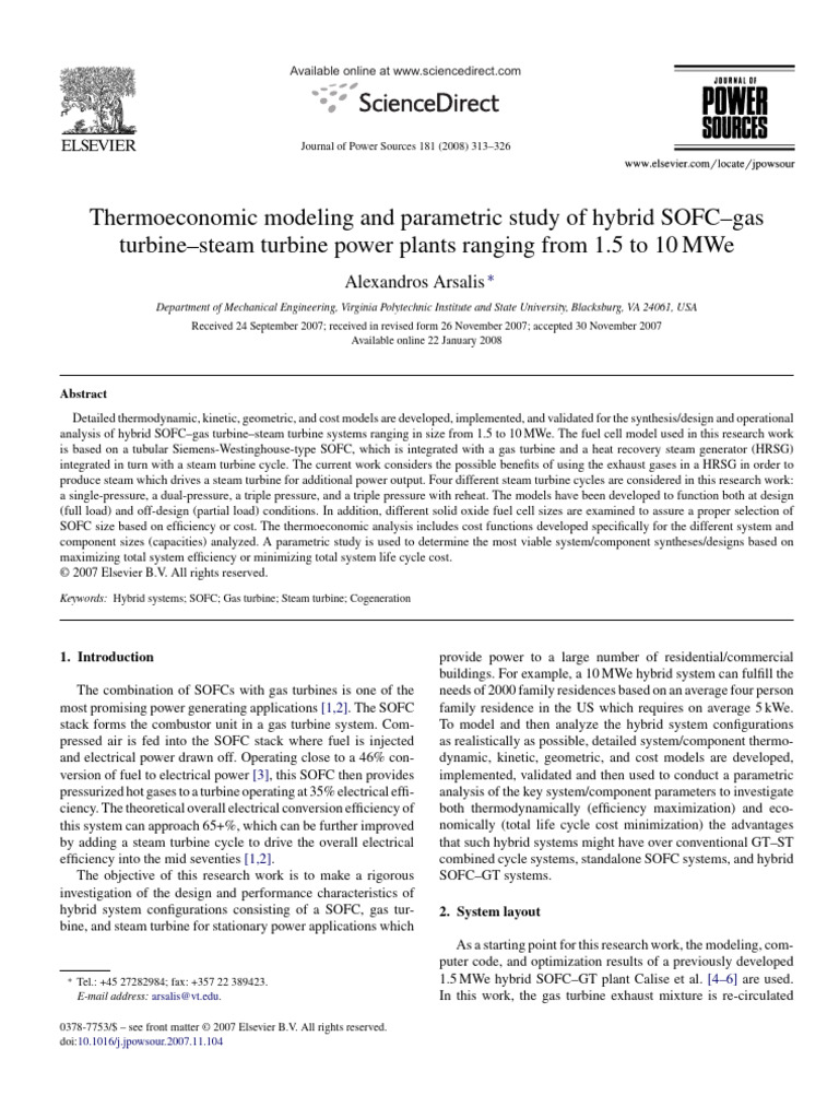 Thermoeconomic Modeling and Parametric Study of Hybrid Sofc-Gas Turbine ...