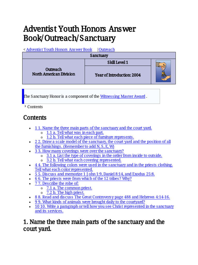 Adventist Sanctuary Study Guide | PDF