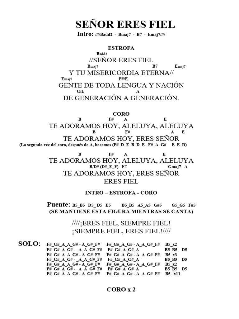 Canción de Alabanza: Señor Eres Fiel | PDF