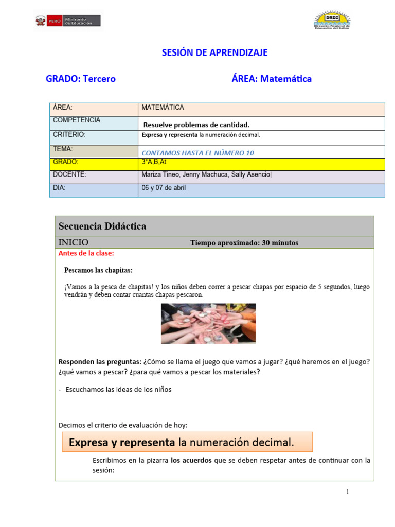 Sesión de Matemática 04 DE ABRIL | PDF | Cognición | Aprendizaje