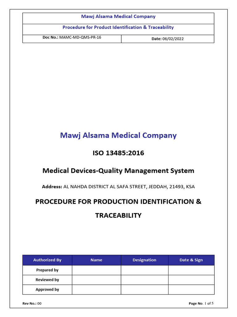 Product ID & Traceability Procedure | PDF | Quality Assurance | Quality ...