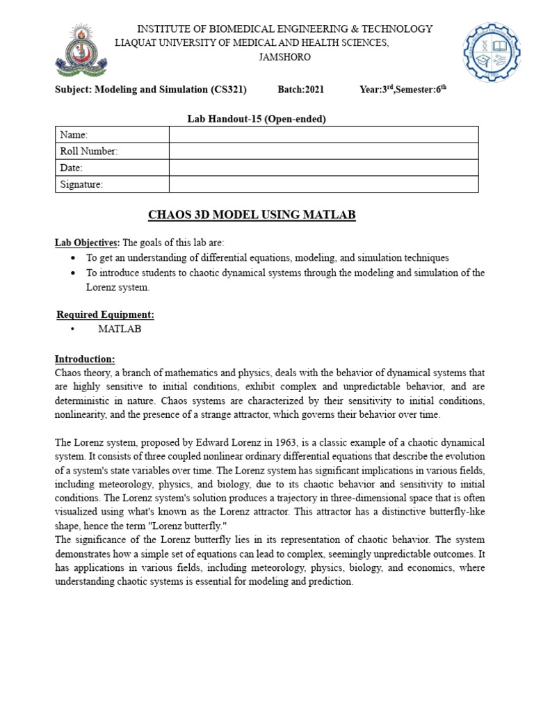 M&S Lab-15 (Batch-21)2 | PDF | Chaos Theory | Applied Mathematics