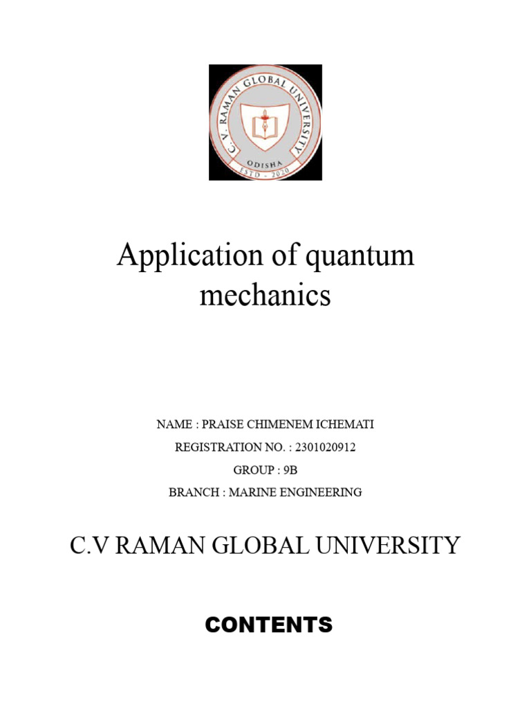 Applications of Quantum Mechanics in Engineering | PDF | Quantum ...