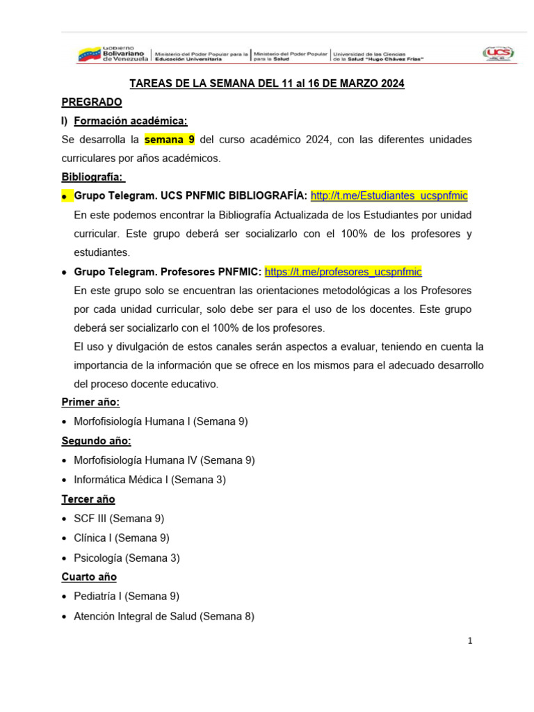 Tareas de La Sem 11 Al 16 de Marzo de 2024 | PDF | Terapia física ...