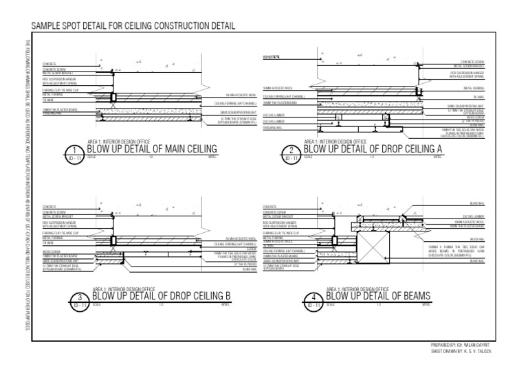 Ceiling Construction Detail Drawings | PDF | Drywall | Materials
