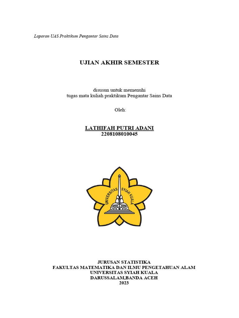 Laporan UAS Praktikum Sains Data 2023 | PDF