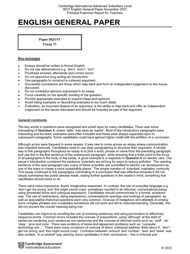 English General Paper | PDF | Essays | Intelligence (AI) & Semantics