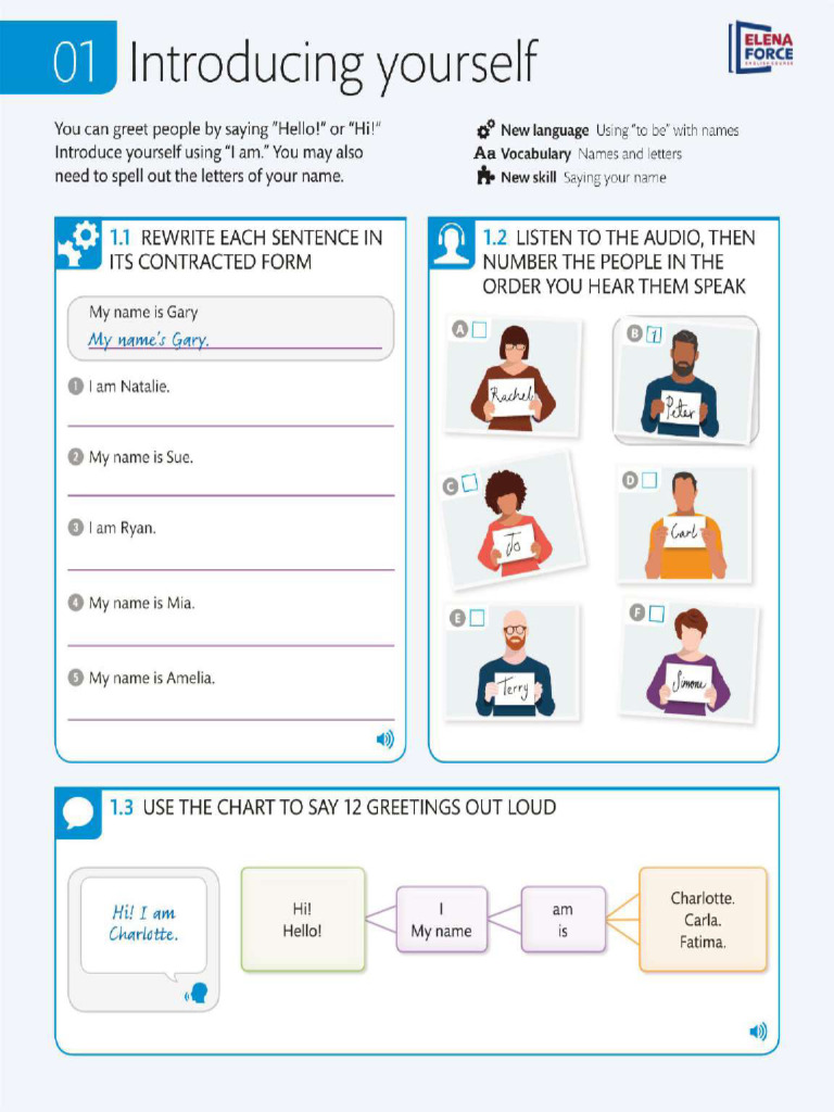 1) B. Level 1 Beginner - Introducing Yourself | PDF