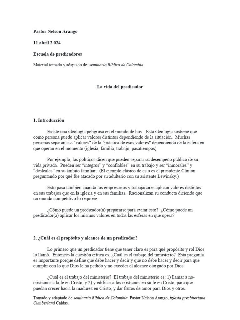 La Vida Del Predicador (A) y La Predicación 11 Abril 2.024 | PDF ...