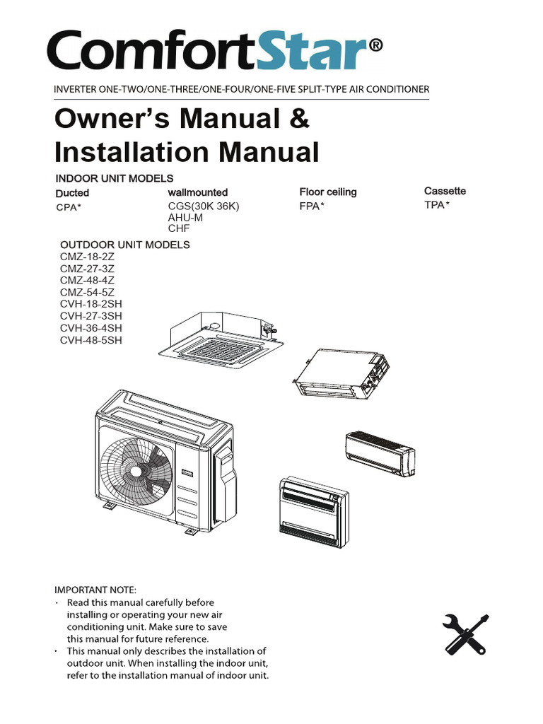 Multi Zone ODU Owners Manual Installation Manual | PDF | Air ...