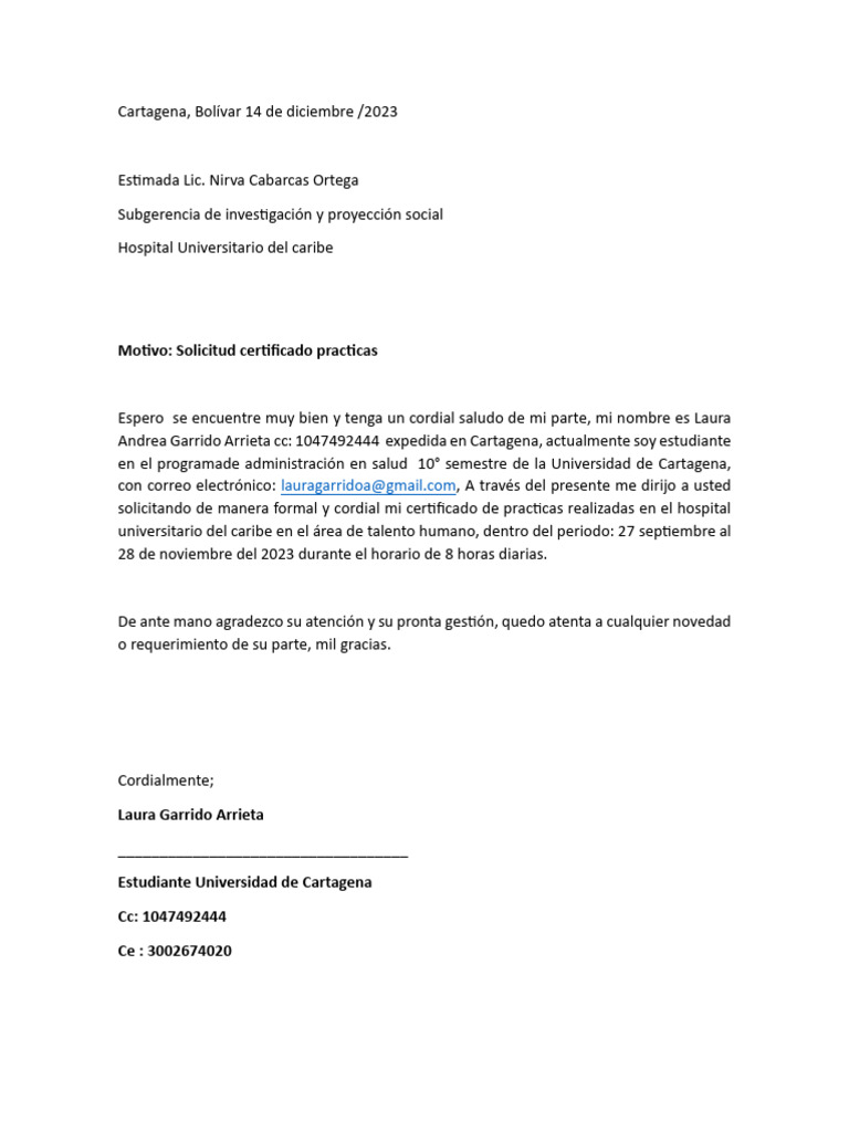 Carta Solicitud de Practicas | PDF | Crecimiento personal y profesional ...