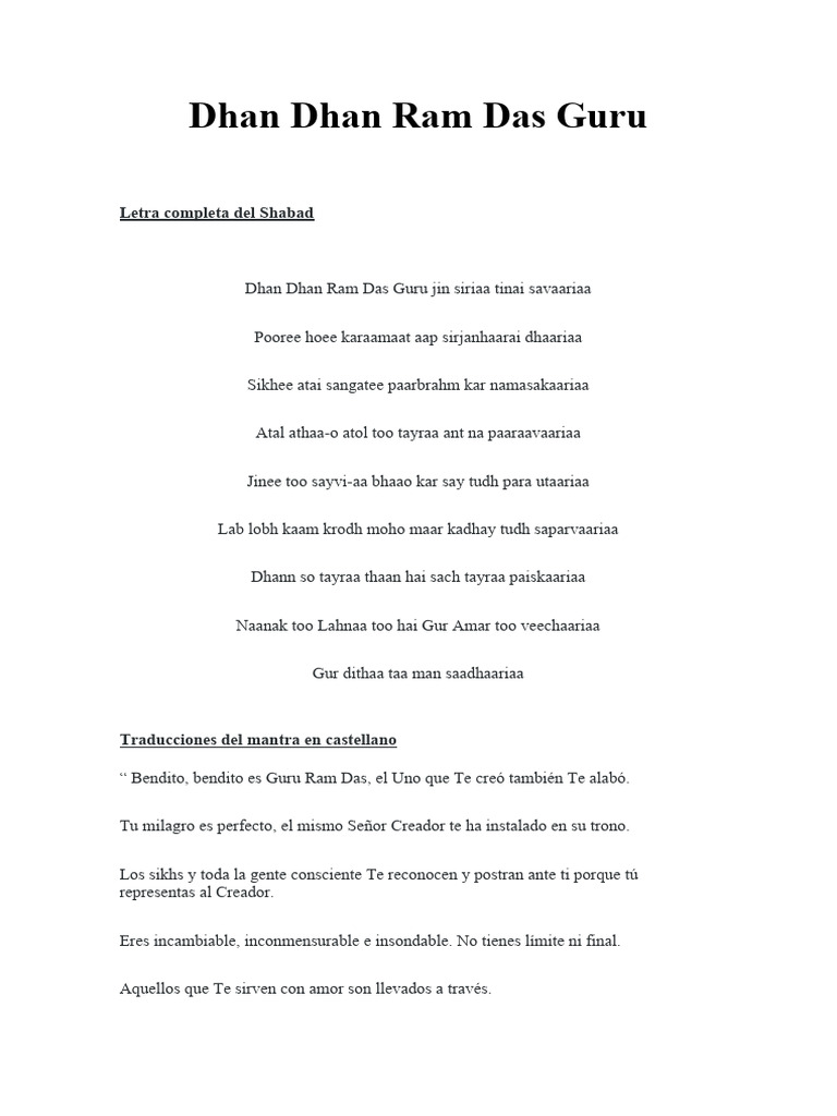 Dhan Dhan Ram Das Guru | PDF | Creencia religiosa y doctrina