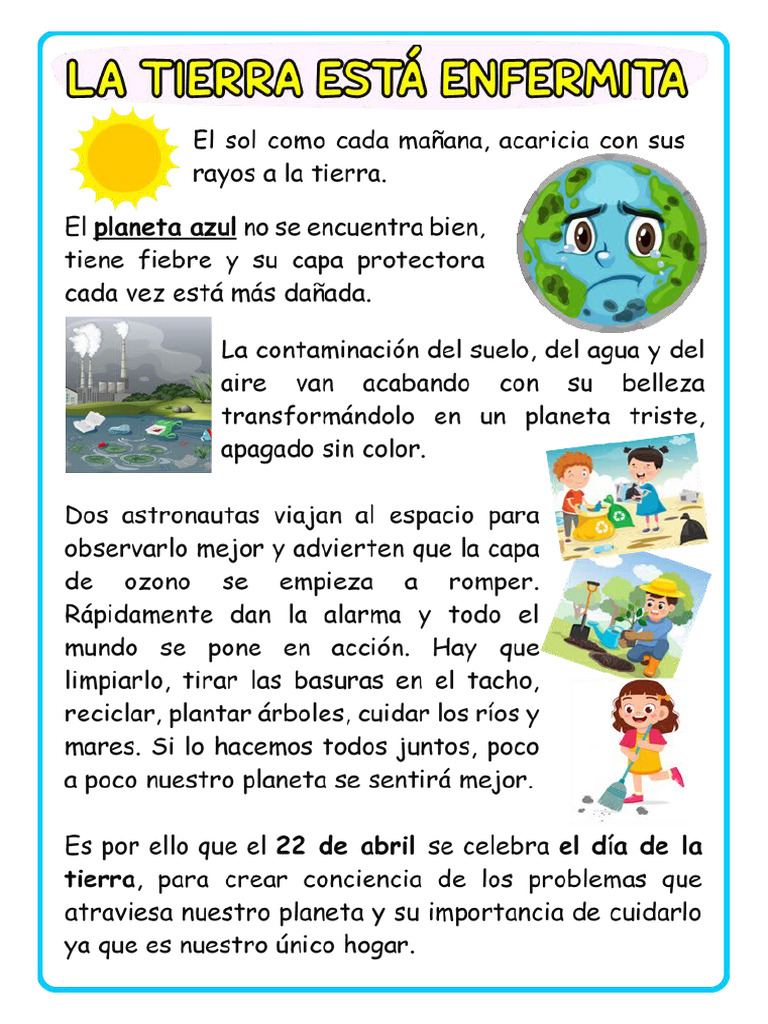 Ficha Leemos Sobre Día de La Tierra Maestra Janet | PDF