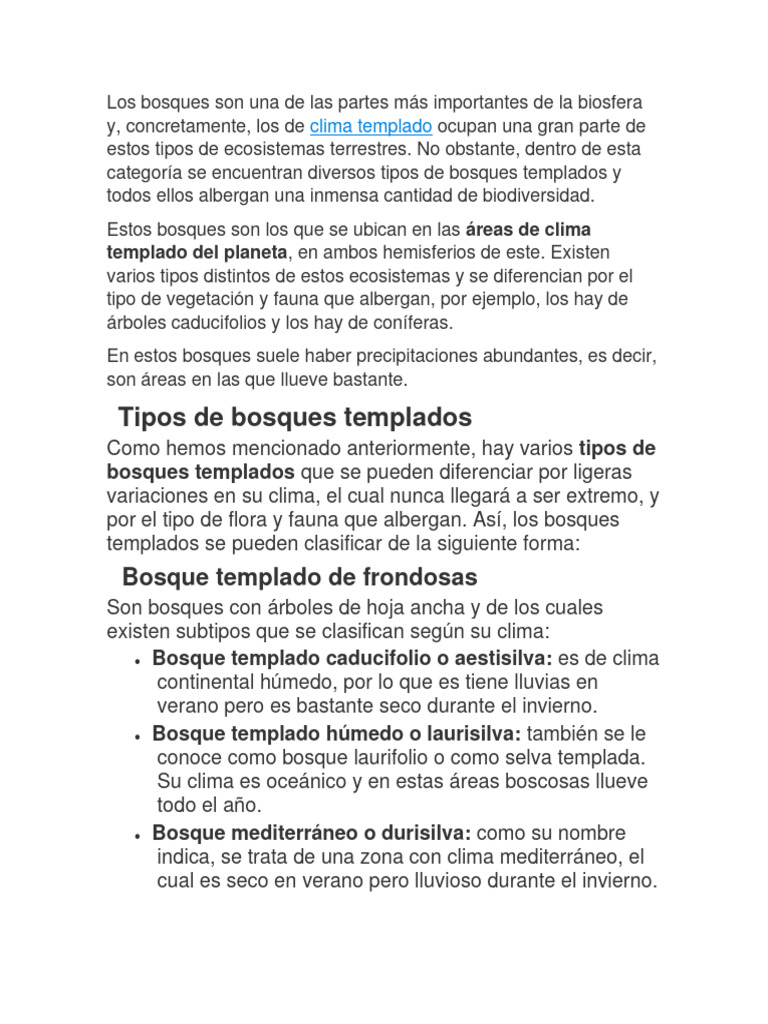 Los Bosques Son Una de Las Partes Más Importantes de La Biosfera y ...