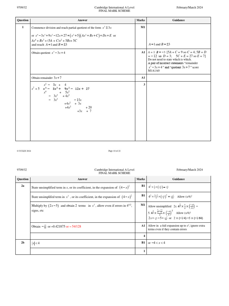Paper 3 March 2024 Mark Scheme | Download Free PDF | Euclidean Vector | Mathematics