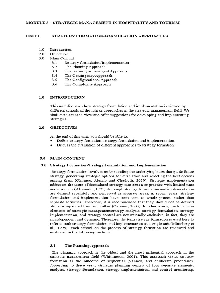 Module 3 Strategic Management in Hospitality and Tourism | PDF | Strategic Management ...