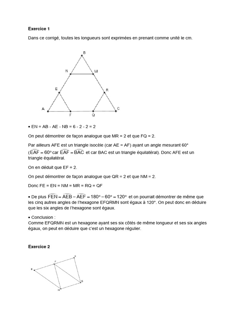 Corrigés d'exercices de géométrie 6ème | PDF | Triangle | Géométrie