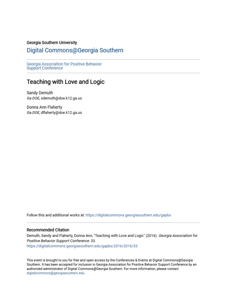 Teaching With Love and Logic | PDF | Empathy | Disciplines