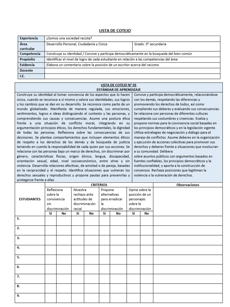 3° Instrumento Dpcc Pdf Discriminación Racismo 2442