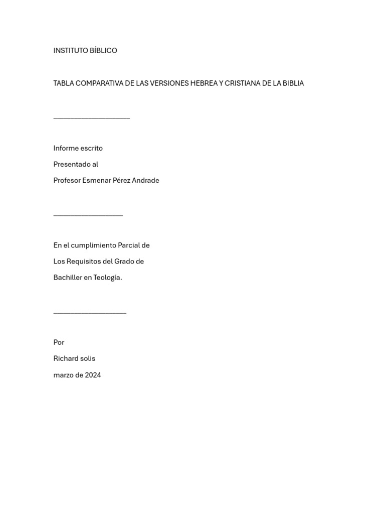 Tabla Comparativa Canon Cristiano-Hebreo | PDF | Biblia | Profeta