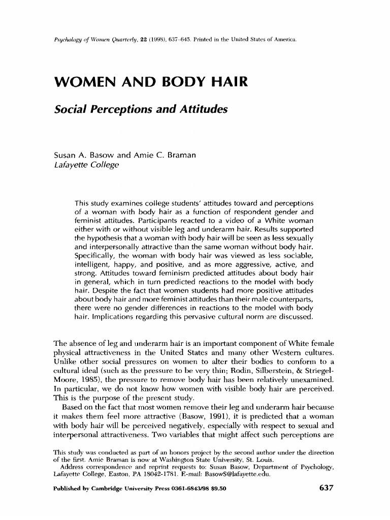 Women and Body Hair | PDF | Likert Scale | Behavioural Sciences