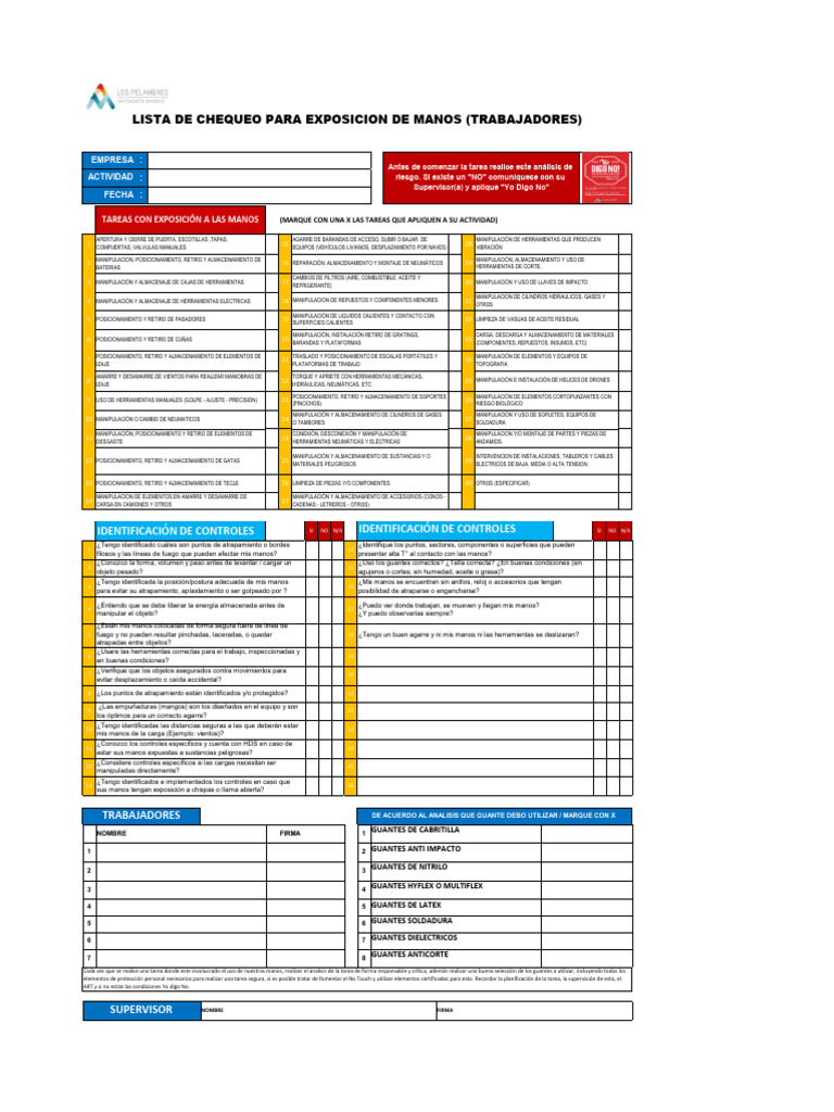 Checklist de Seguridad para Manipulación de Manos | PDF | Guante