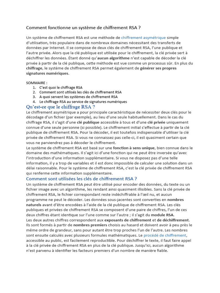 Comprendre le chiffrement RSA | PDF | Cryptage | Public-key cryptography