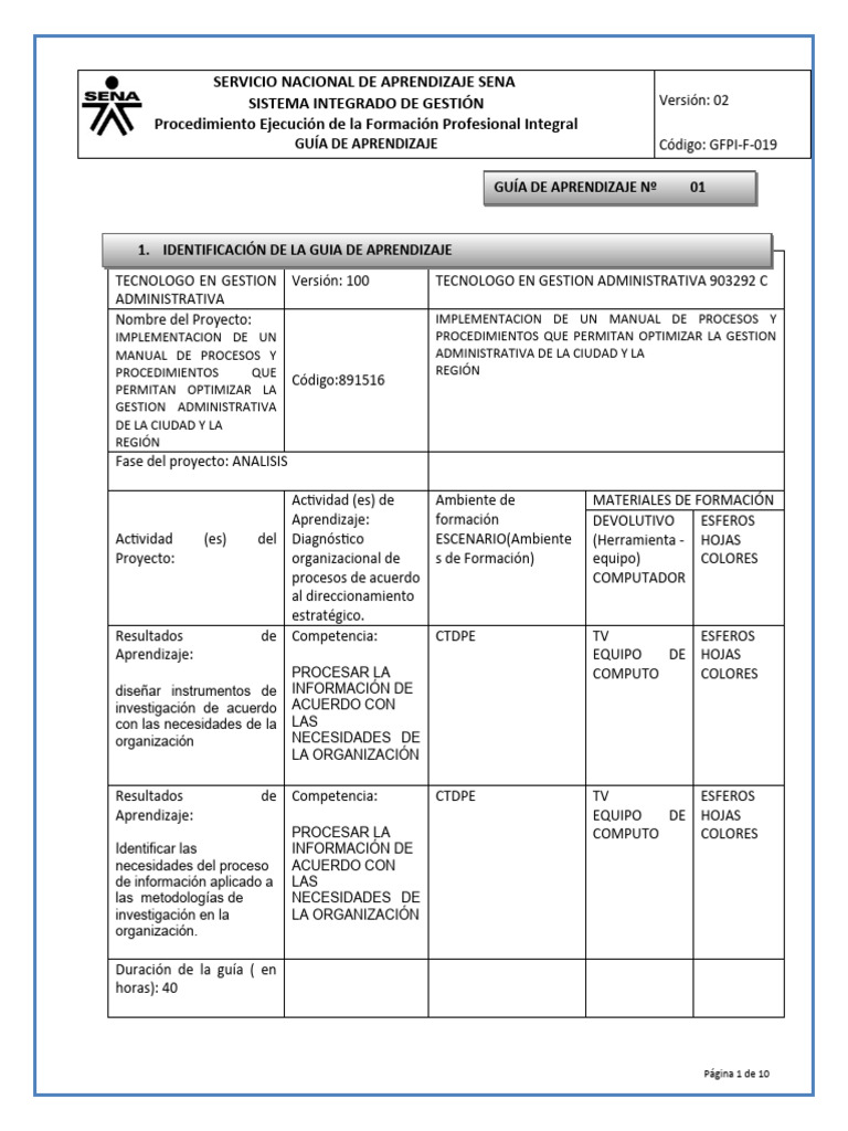 GFPI-F-019 Guia de Aprendizaje Procesar Información. | PDF | Aprendizaje | Metodología de encuesta