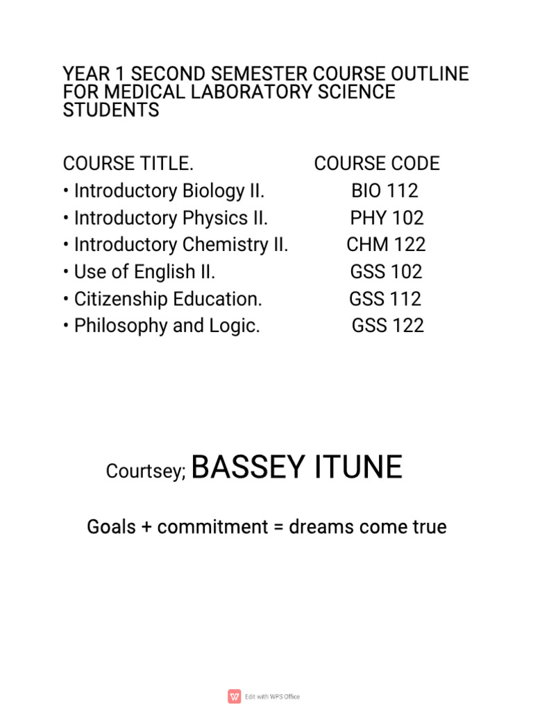 Year 1 Second Semester Course Outline | PDF