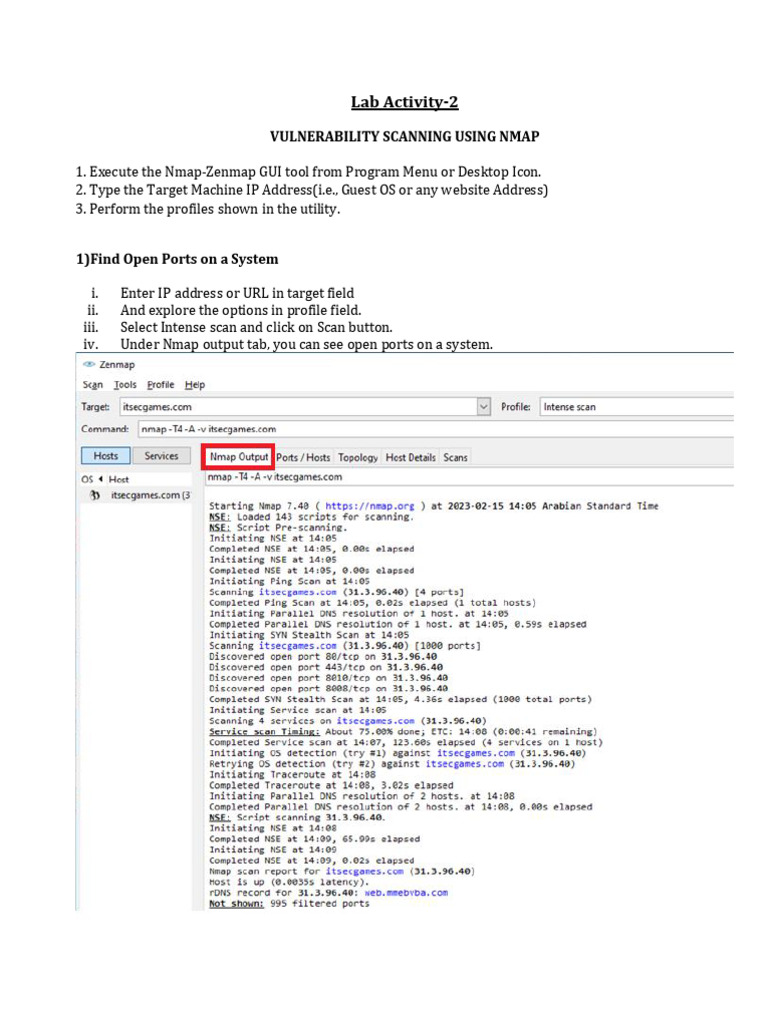 Ex-2 - NMap | PDF | Transmission Control Protocol | Port (Computer Networking)