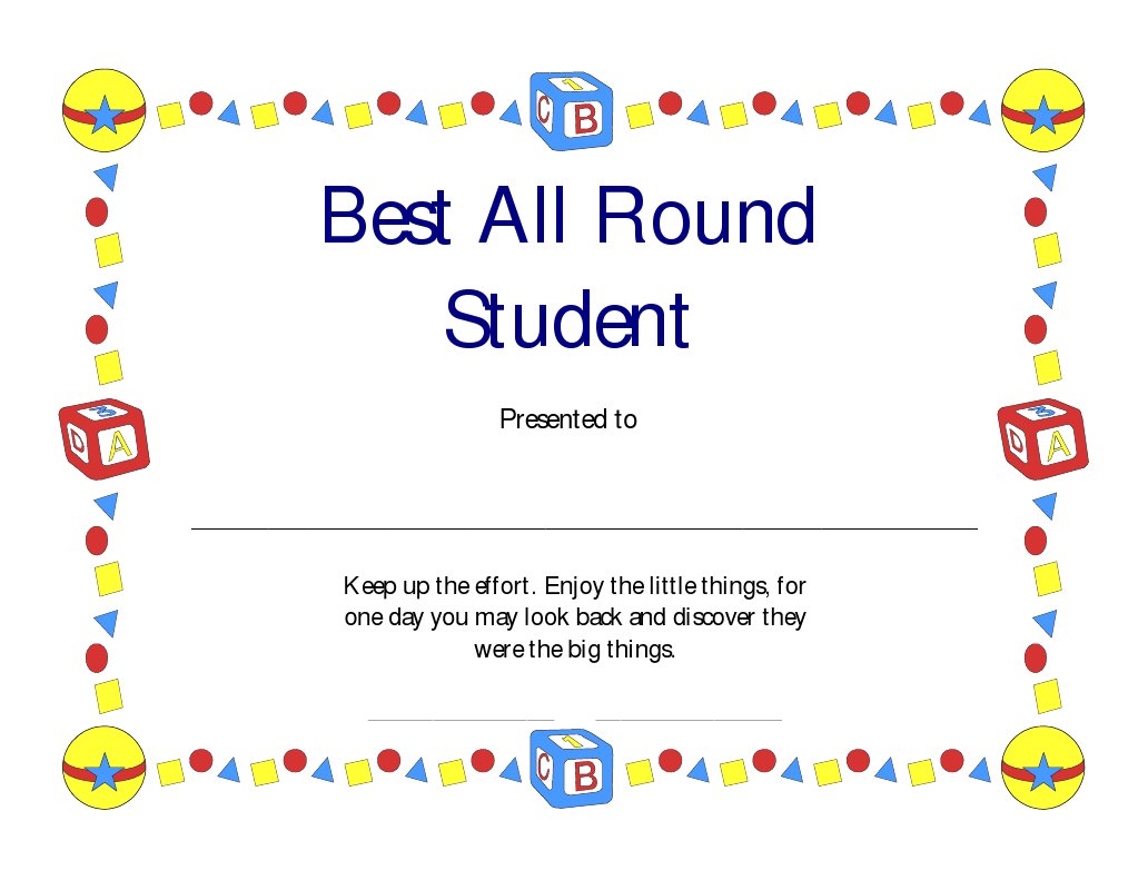 Best All Round Student Award Certificate | PDF