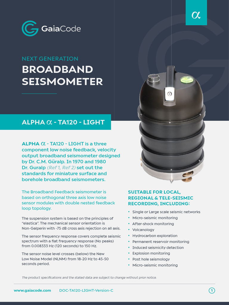 03_GC_AlphaLight_Datasheet | PDF | Seismology | Frequency