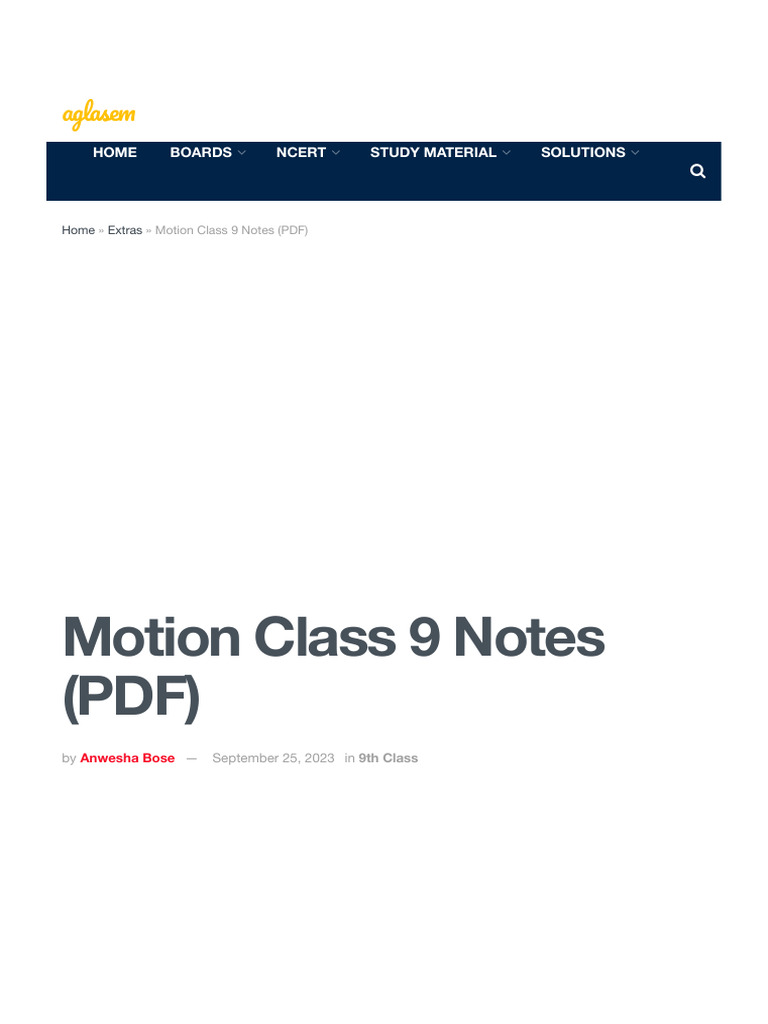 Class 9 Motion Notes PDF Download | PDF | Science