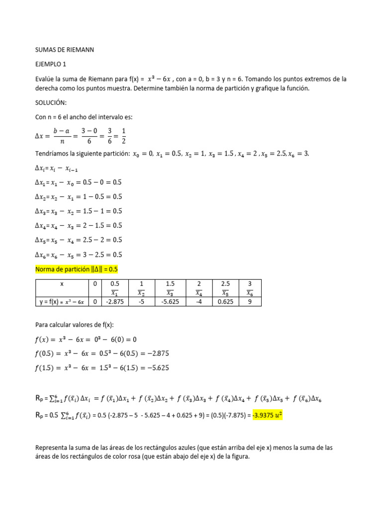 1.3-1 Sumas de Riemann Ejemplo 1 | PDF
