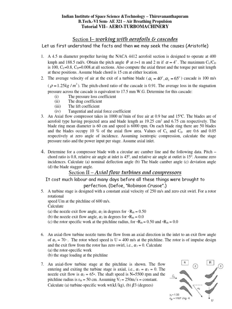 AE321-Tutorial 7 | PDF | Turbine | Chemical Equipment