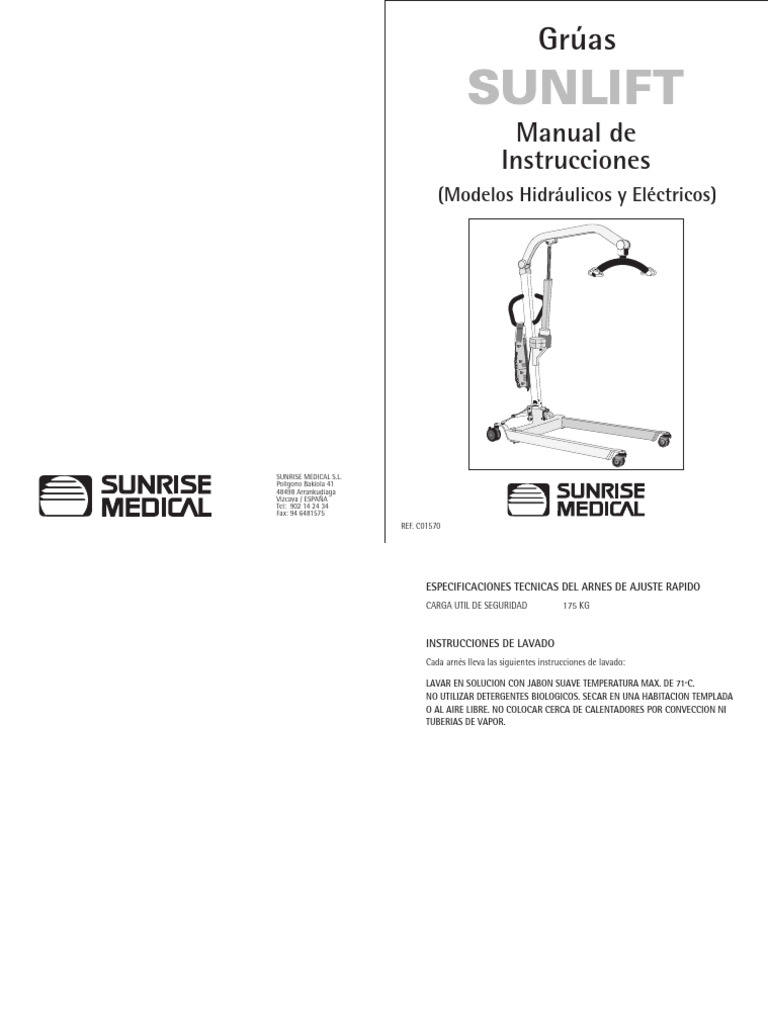 Manual de Instrucciones Grúa Sunlift | PDF | Cargador de batería ...