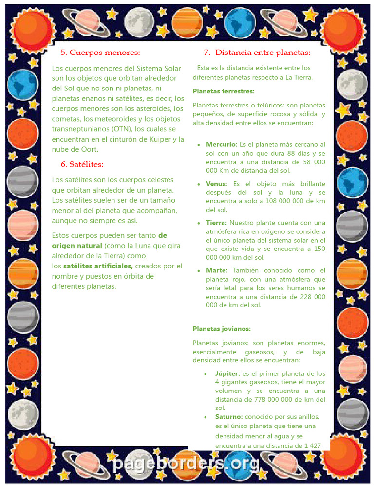 Cuerpos y Distancias en el Sistema Solar | PDF | Sistema solar | Planetas