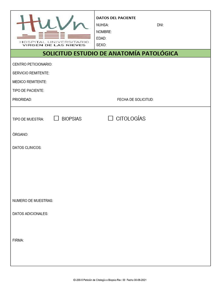 Solicitud de Estudio de Anatomia Patologica | PDF