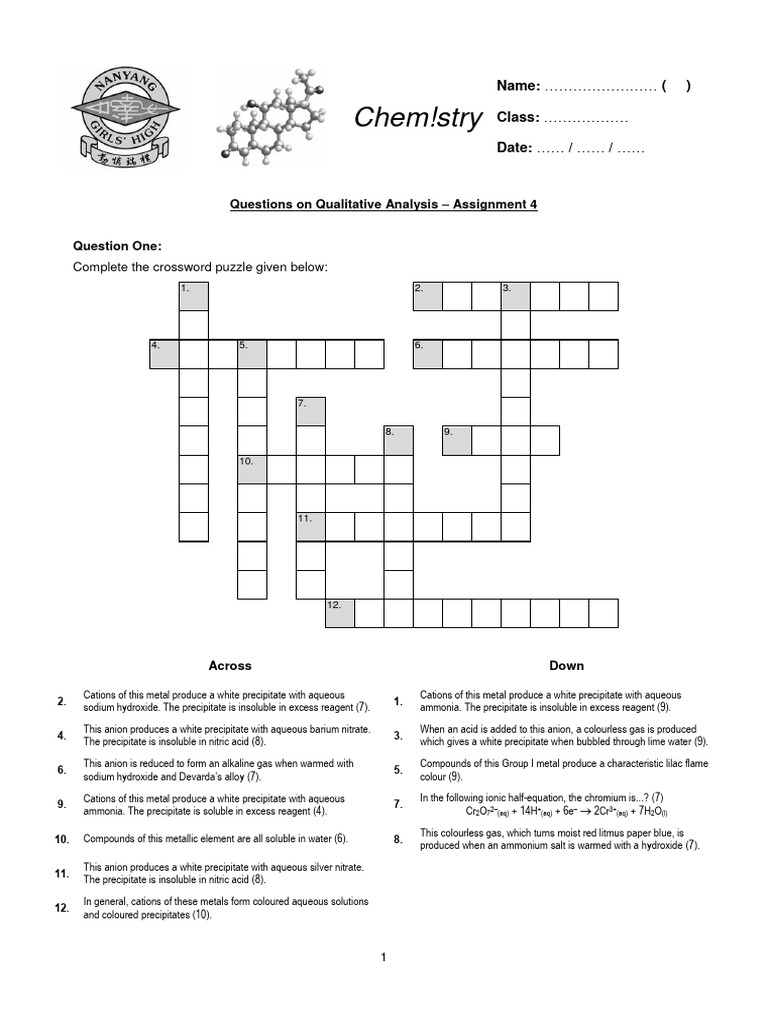 qualitative analysis qn | PDF | Precipitation (Chemistry) | Aqueous ...