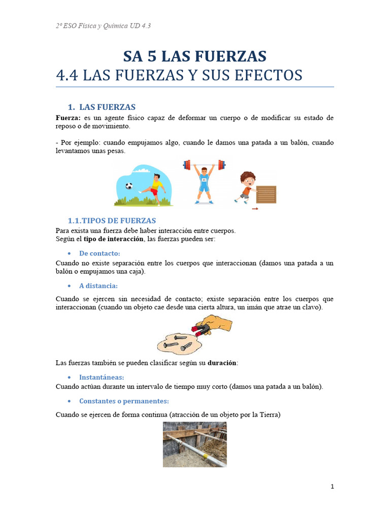 Sa 5 Las Fuerzas | PDF | Fuerza | Masa